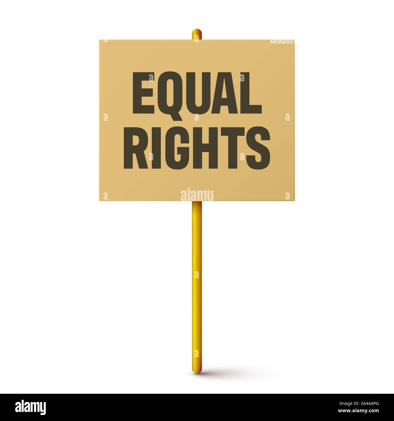 Protest sign with text slogan and wooden holder. Demonstration banner ...