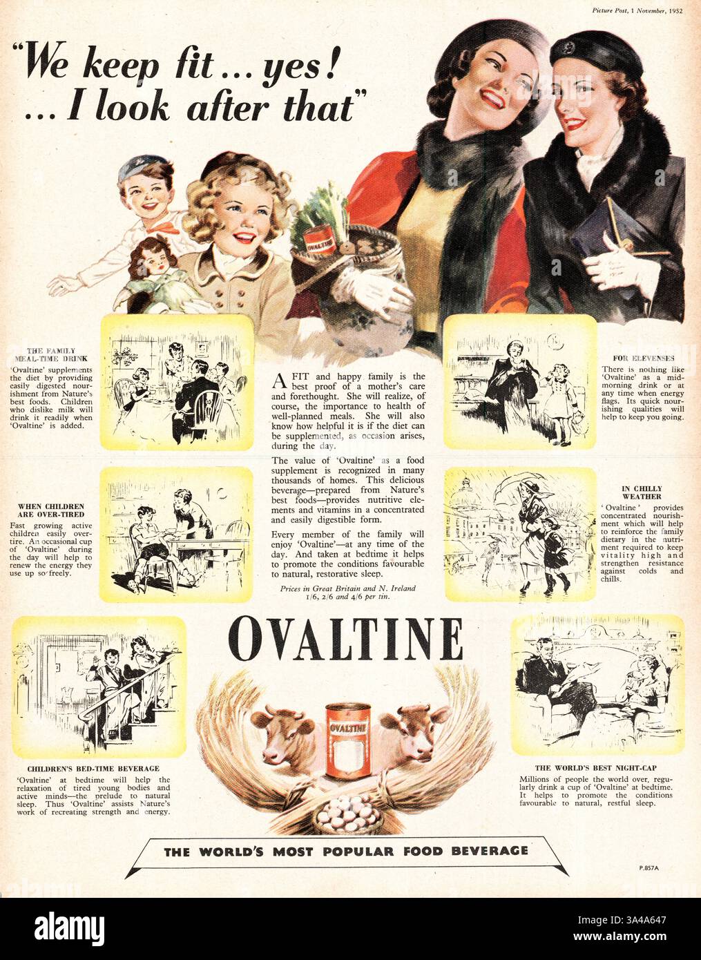 1952 uk advert ovaltine hi-res stock photography and images - Alamy