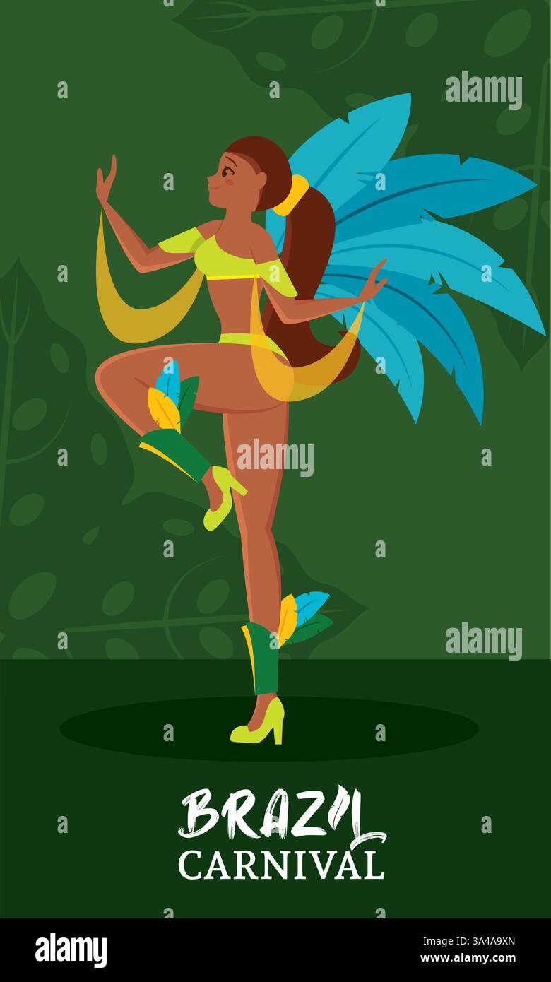 Brazilian samba dancer performing at carnival celebration Vector Stock ...
