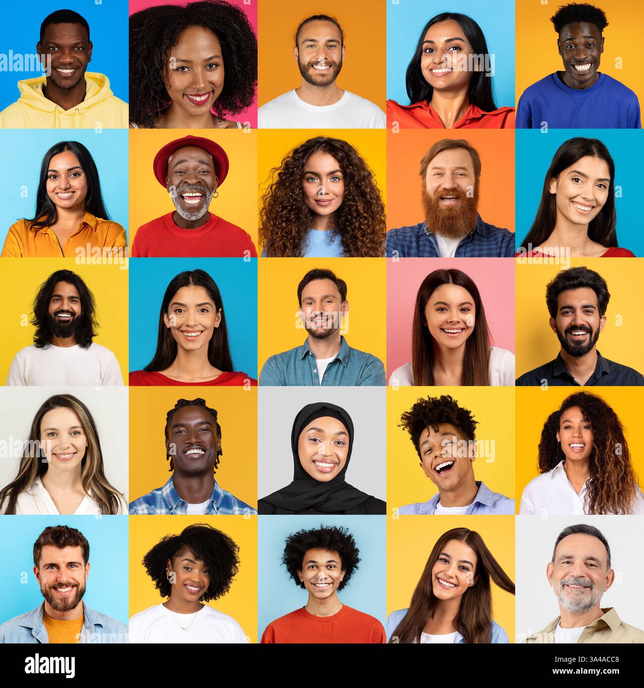 Diverse group of happy individuals celebrating positivity and ...