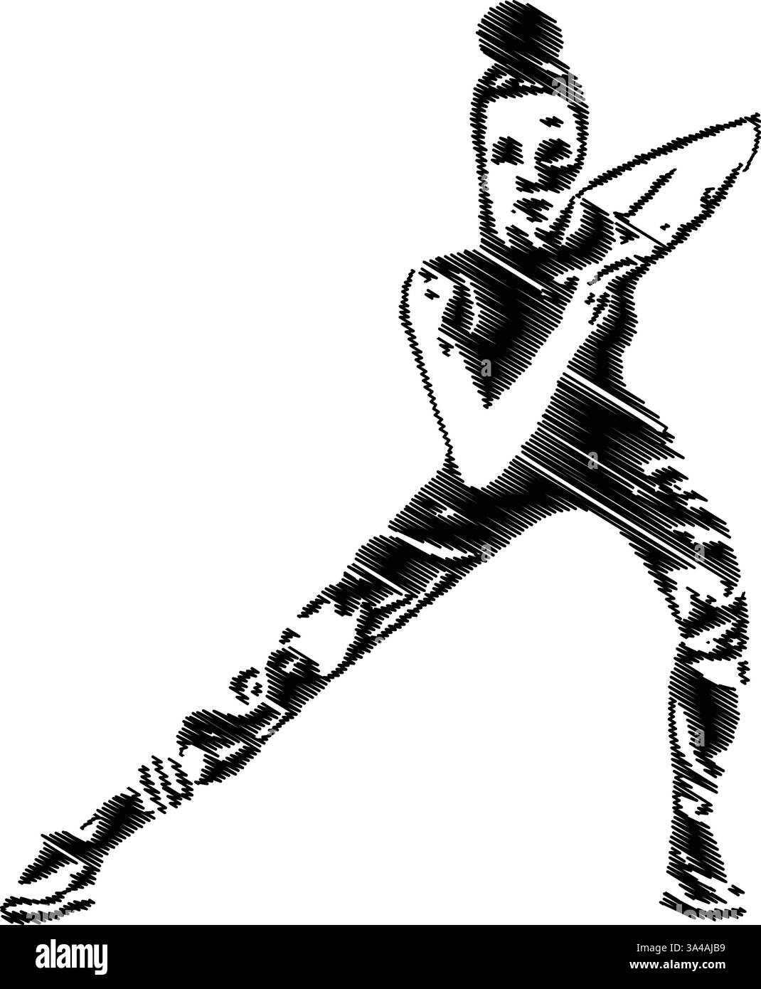 A stylized sketch of a woman performing a stretching exercise. Perfect ...