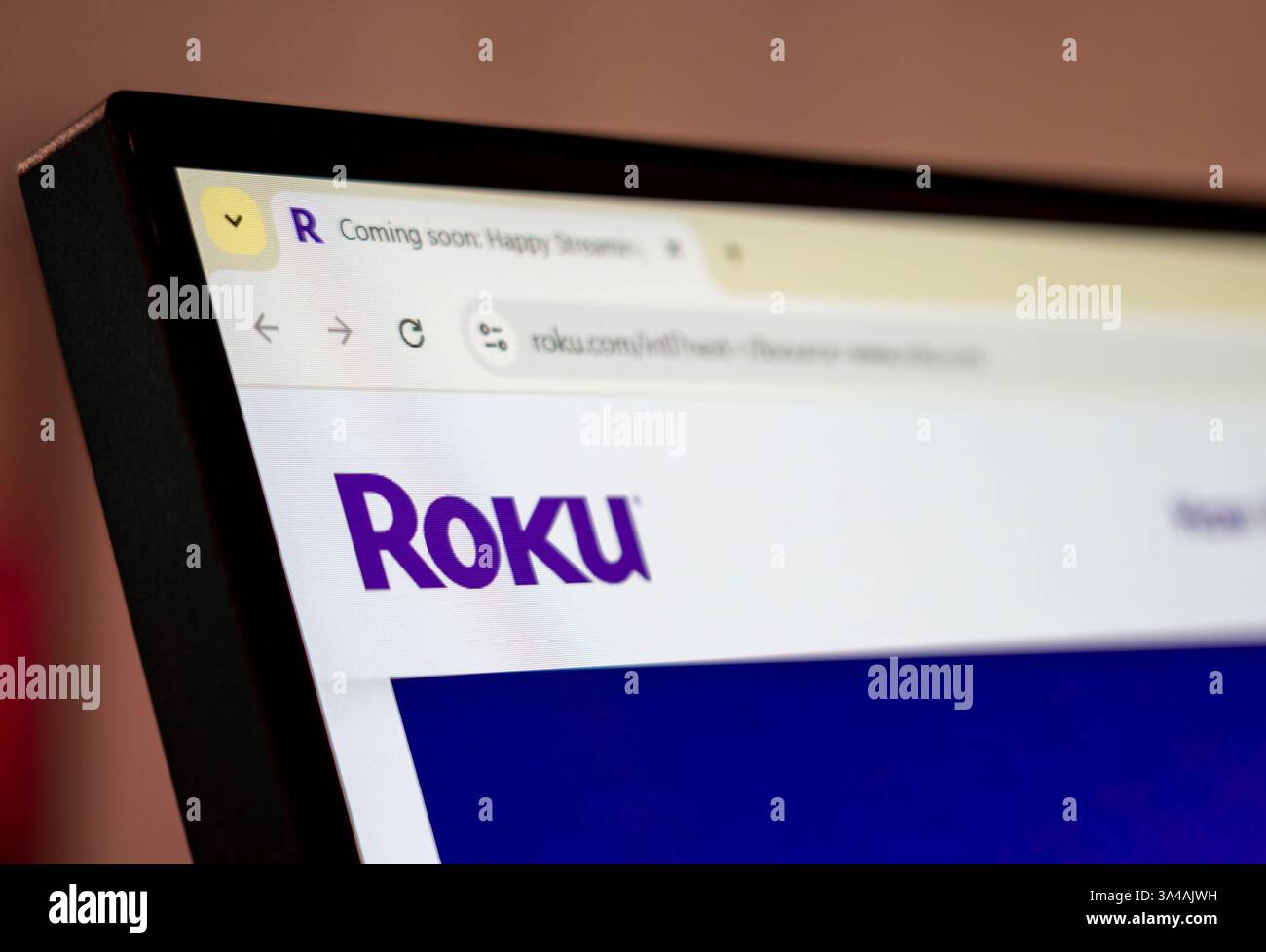 New York, USA - March 17, 2025: Roku website displayed on computer screen with browser tab open ...