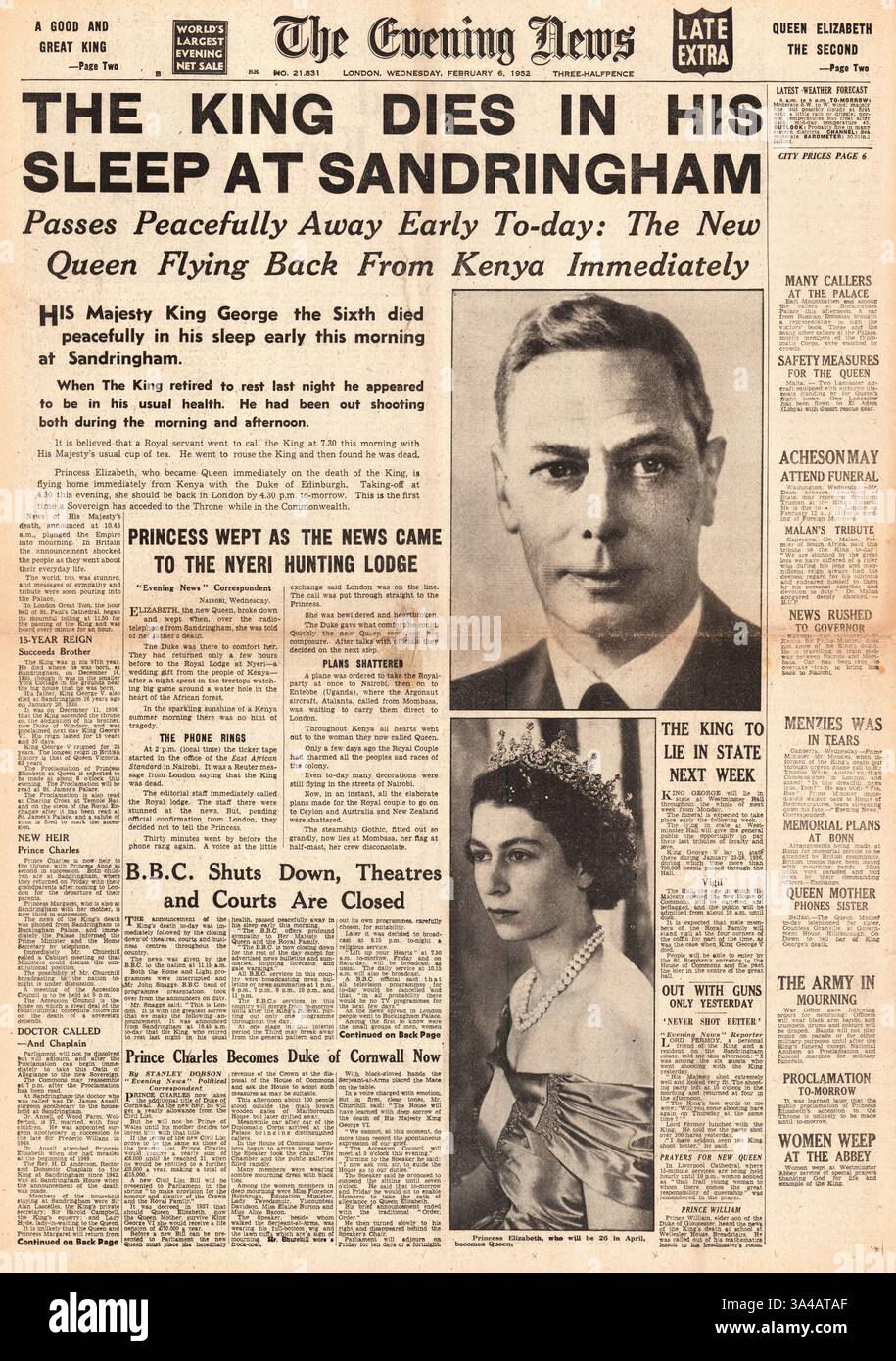 1952 evening news death of king george vi hi-res stock photography and ...