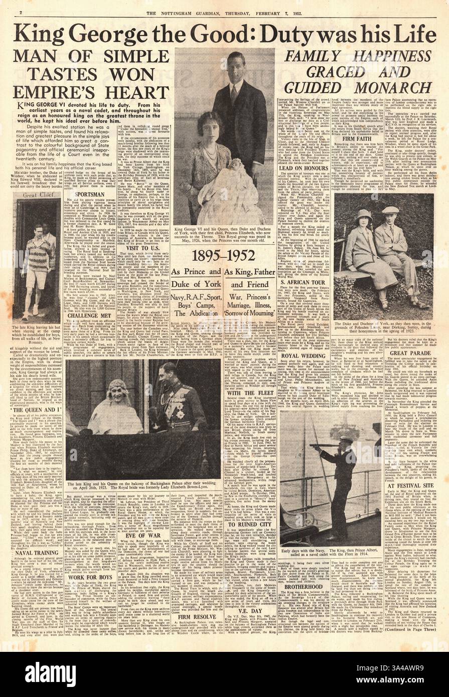 1952 nottingham guardian death of king george vi hi-res stock ...