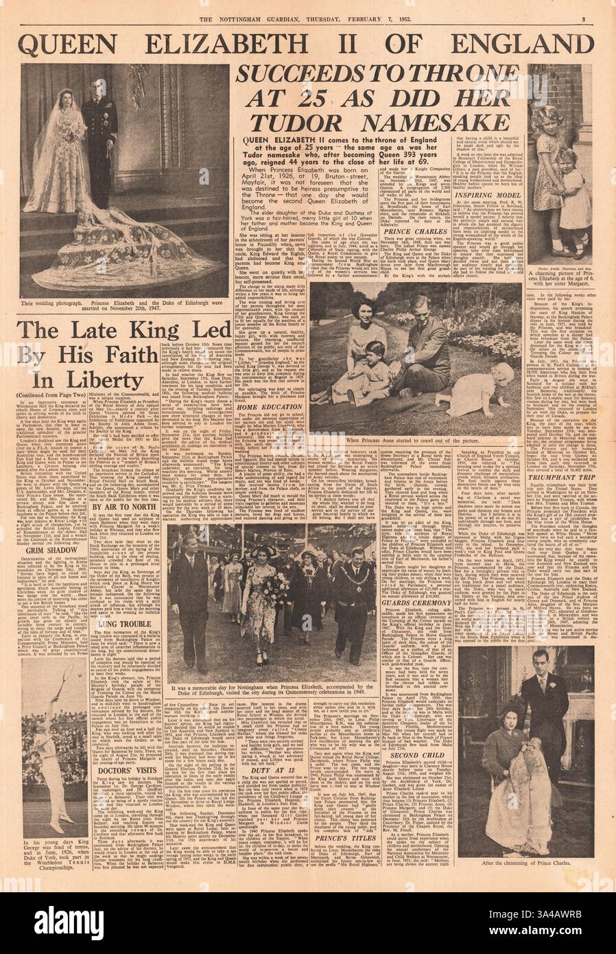 1952 nottingham guardian elizabeth becomes queen hi-res stock ...
