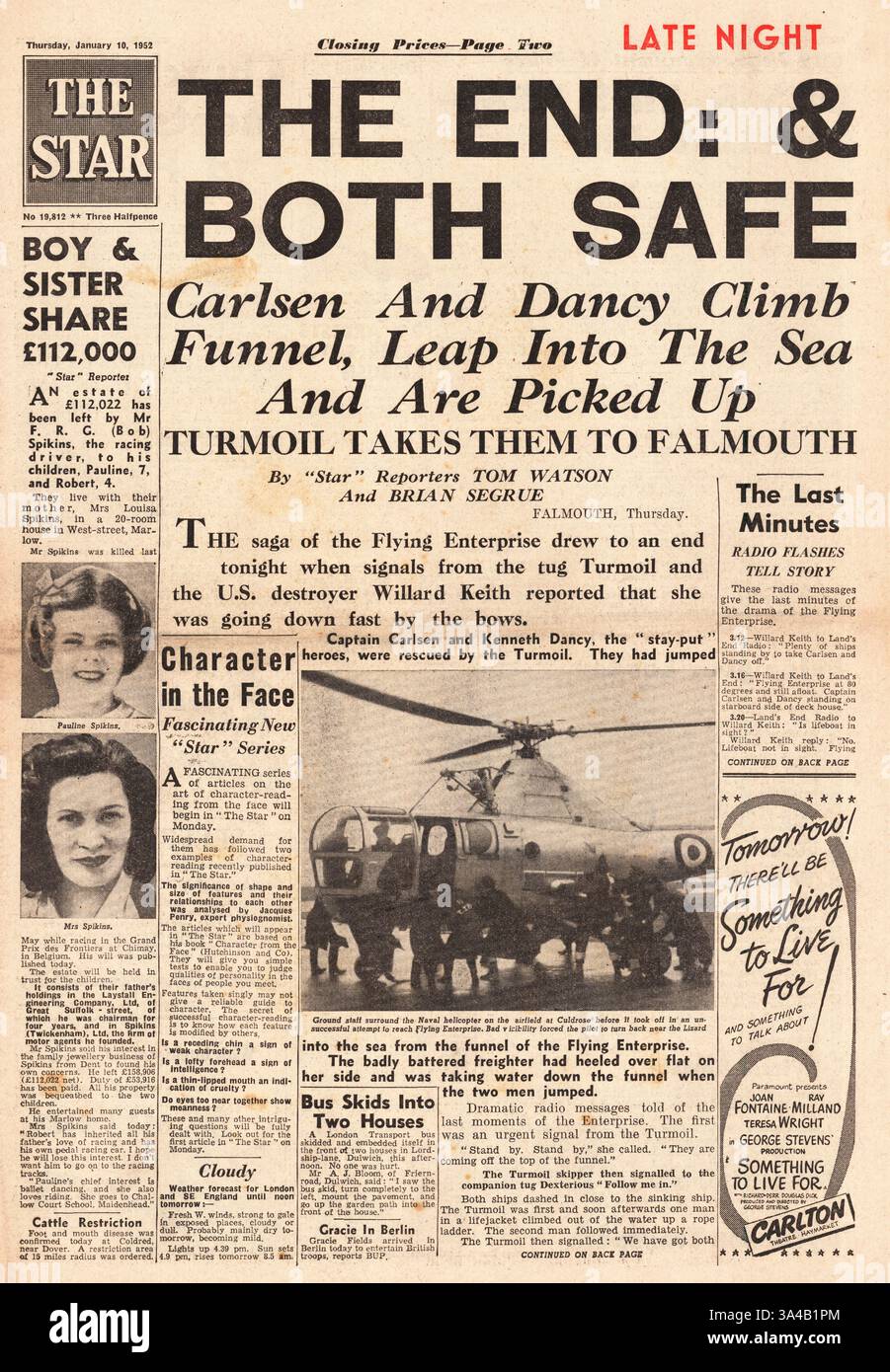 1952 the star sinking of flying enterprise hi-res stock photography and ...