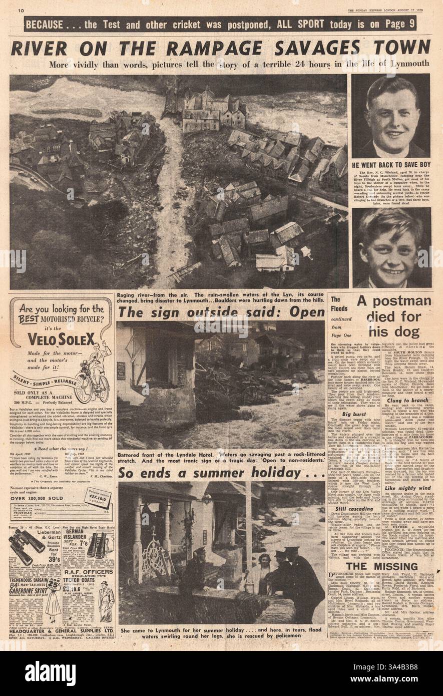 1952 sunday express lynmouth flood disaster hi-res stock photography ...