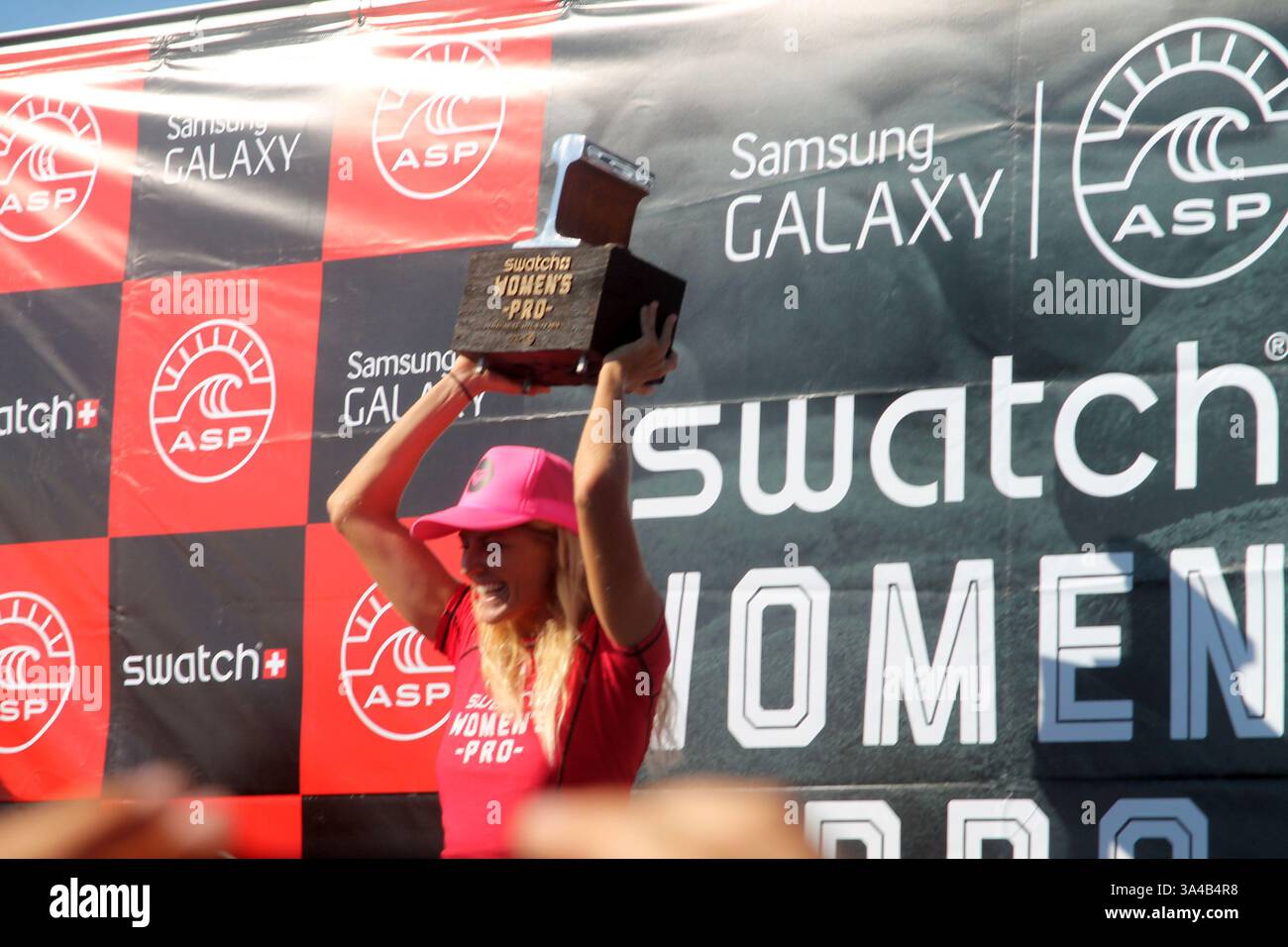 Sep 18, 2014 - San Clemente, California, U.S. - Australian STEPHANIE GILMORE holds the Swatch ...