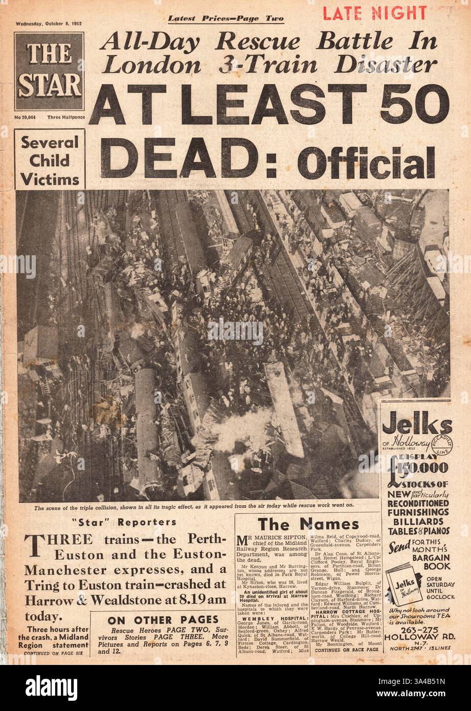 1952 the star harrow train disaster hi-res stock photography and images ...
