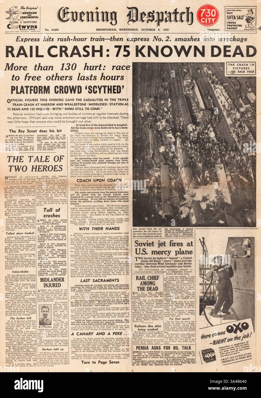 1952 evening despatch harrow train disaster hi-res stock photography ...