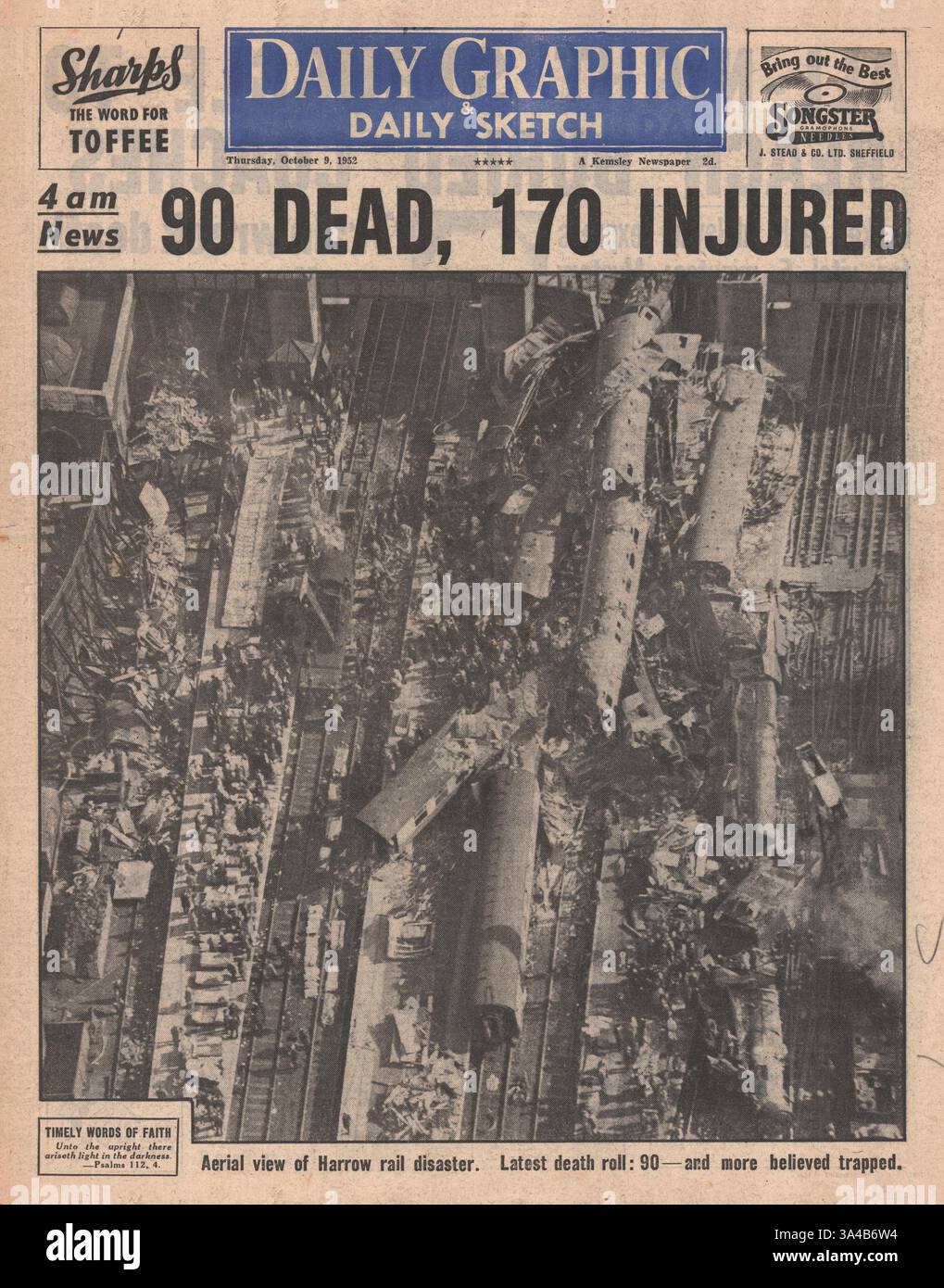 1952 Daily Graphic front page reporting Harrow & Wealdstone train ...