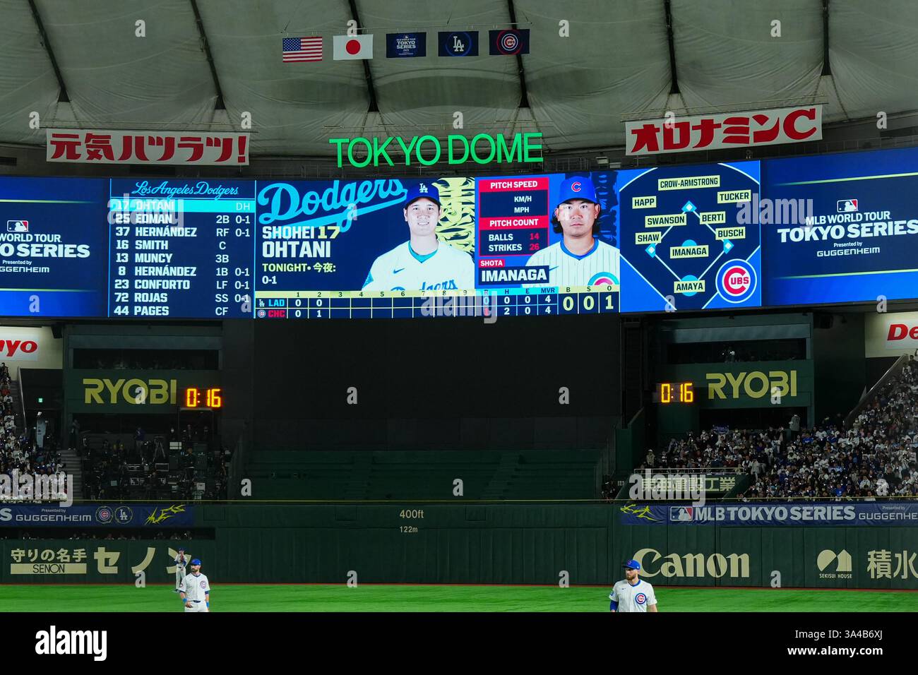 Tokyo, Japan. 18th Mar, 2025. Shohei Ohtani (Dodgers), Shota Imanaga ...