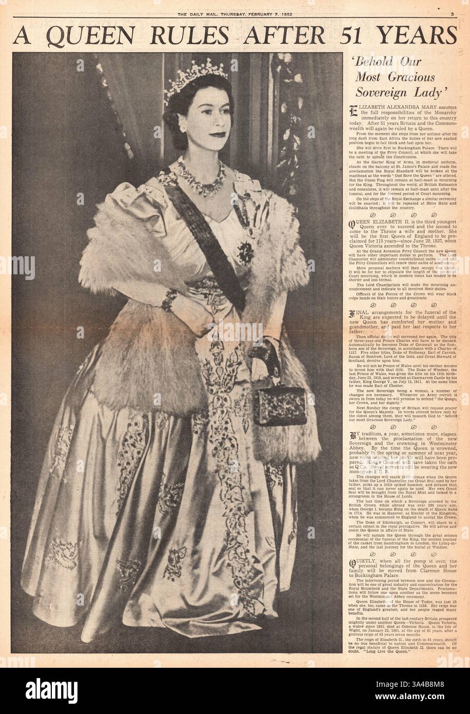 1952 daily mail princess elizabeth becomes queen hi-res stock ...