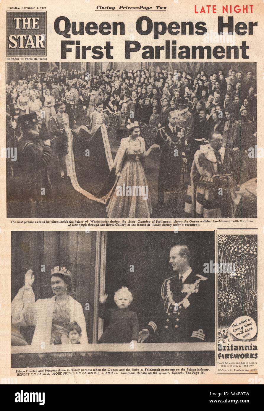 1952 the star queen opens her first parliament hi-res stock photography ...
