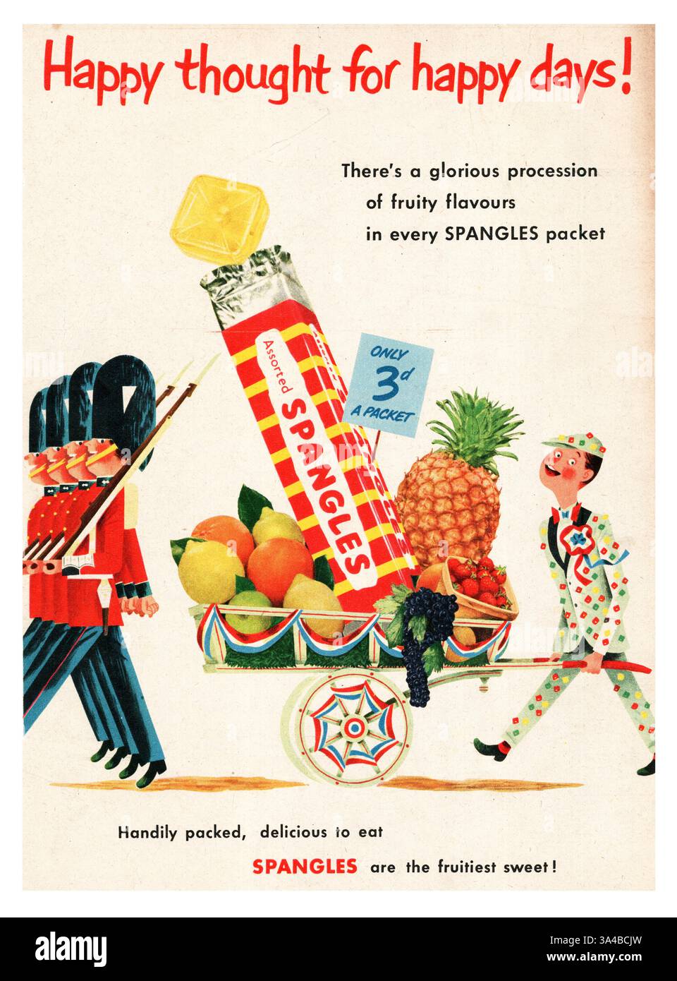 1953 UK advert Spangles sweets Stock Photo - Alamy