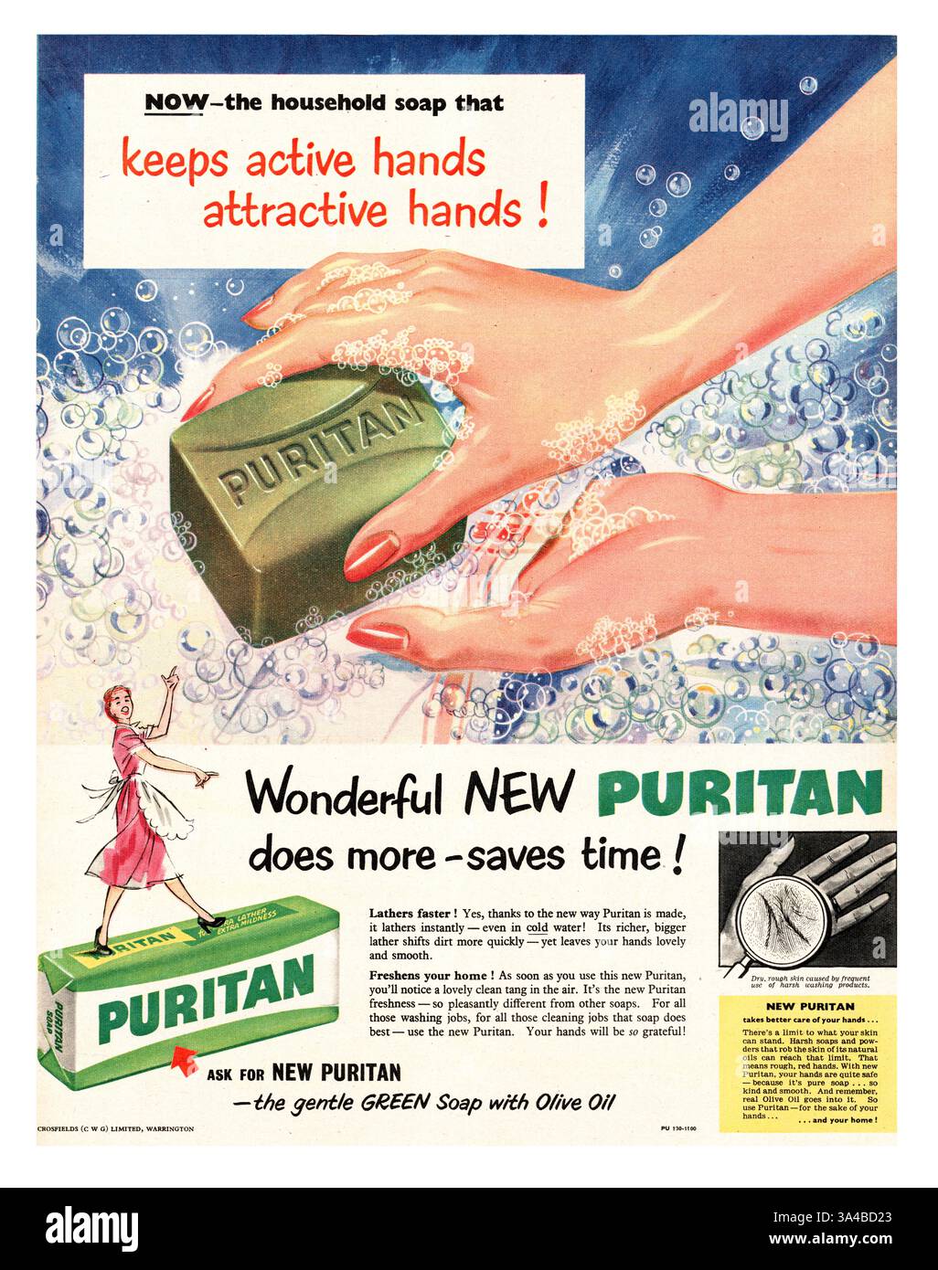 1953 UK magazine advert Puritan soap Stock Photo - Alamy