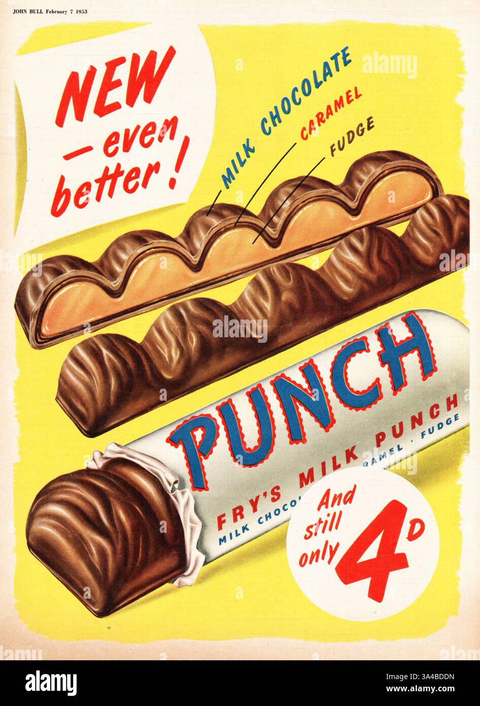 1953 UK magazine advert Punch chocolate bar Stock Photo - Alamy
