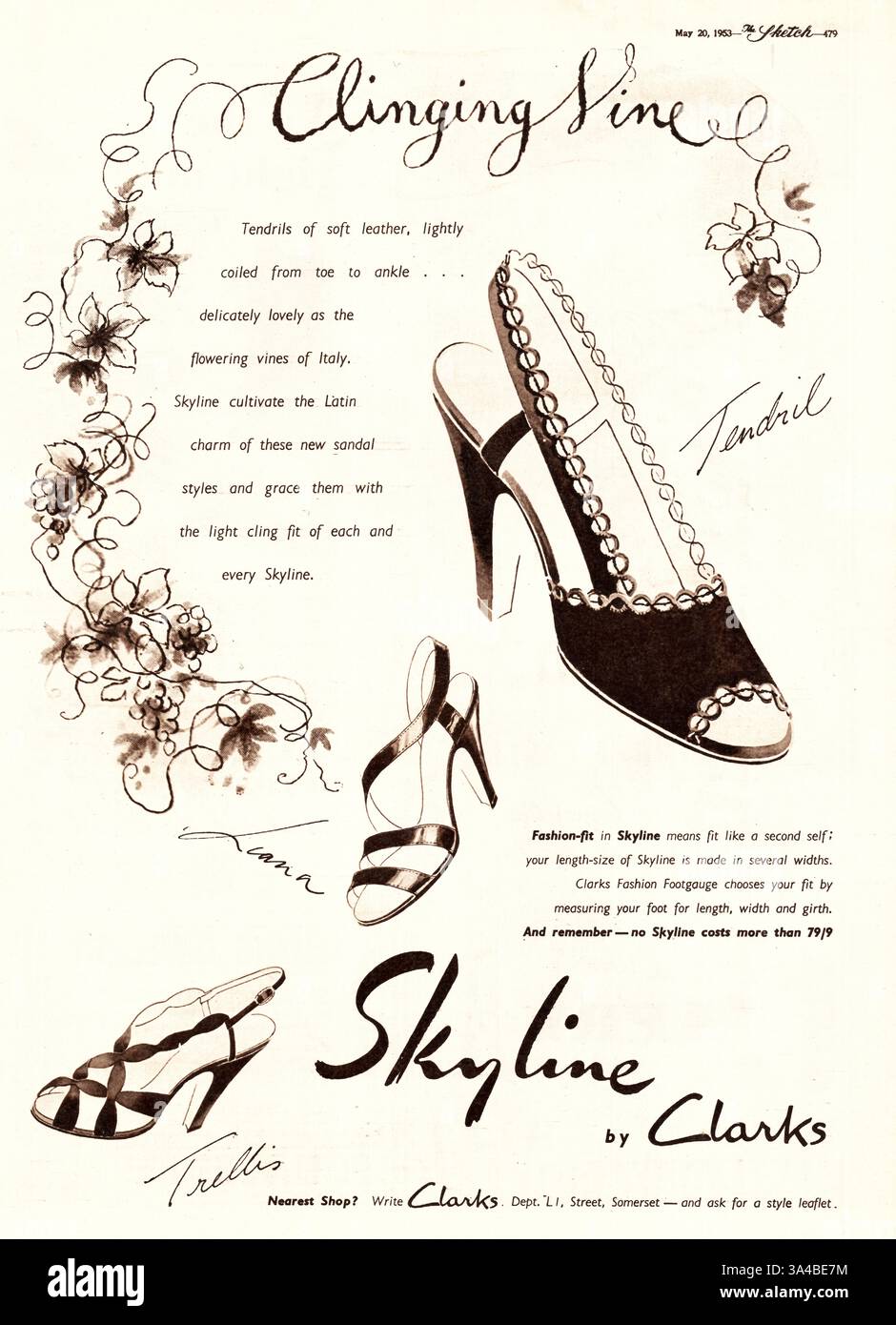 1953 advert clarks skyline shoes hi-res stock photography and images ...