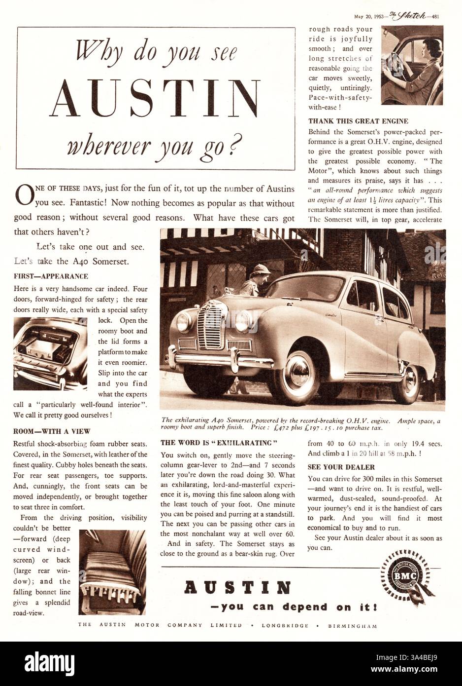 1953 uk magazine advert austin a40 car hi-res stock photography and ...