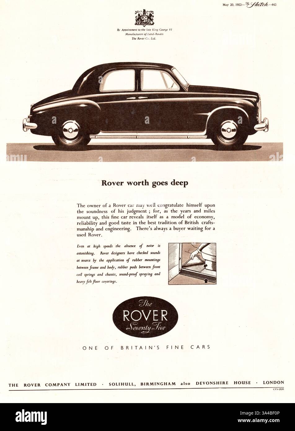 1953 UK magazine advert Rover cars Stock Photo - Alamy