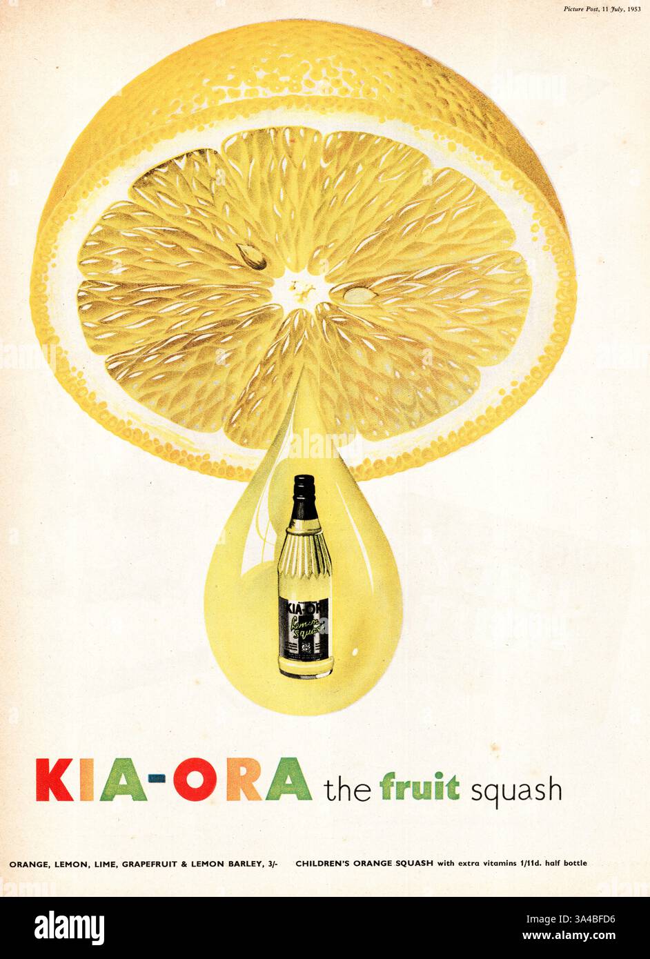 1953 uk advert kia ora fruit drink hi-res stock photography and images ...