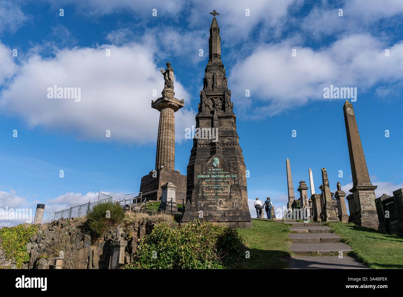 Towering Monuments and Historic Graves in Glasgow Necropolis Under a ...