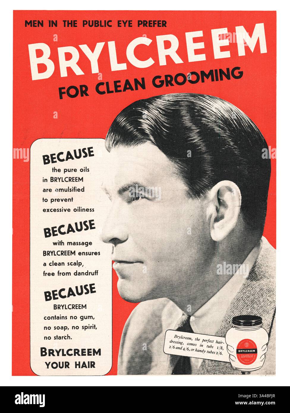 1953 UK magazine advert Brylcreem Stock Photo - Alamy