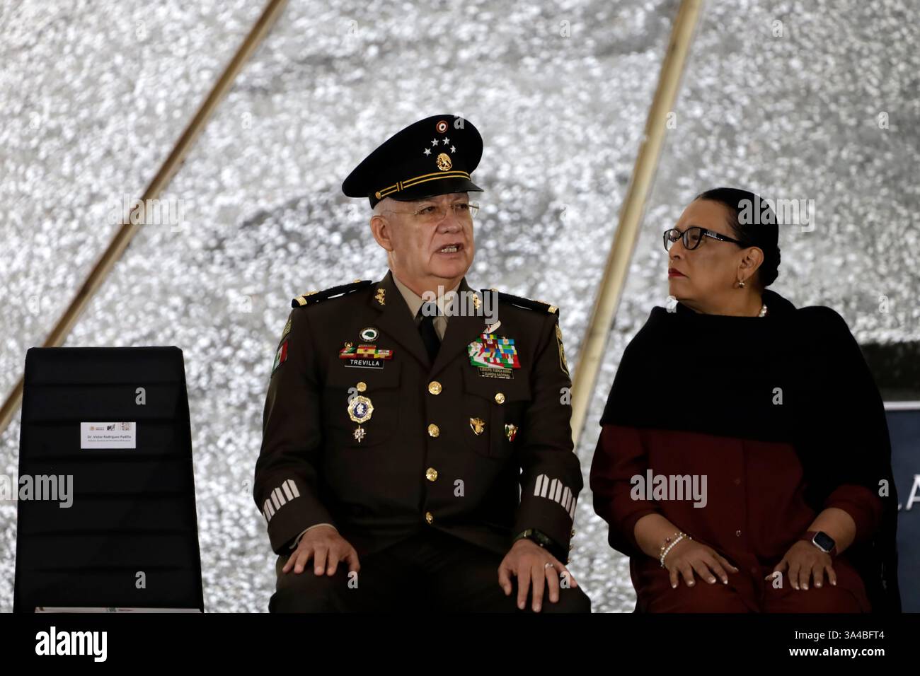 Mexico's Secretary of National Defense, Ricardo Trevilla Trejo and the ...