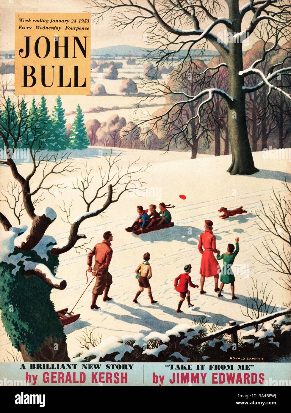 1953 John Bull magazine cover Winter scene Stock Photo - Alamy