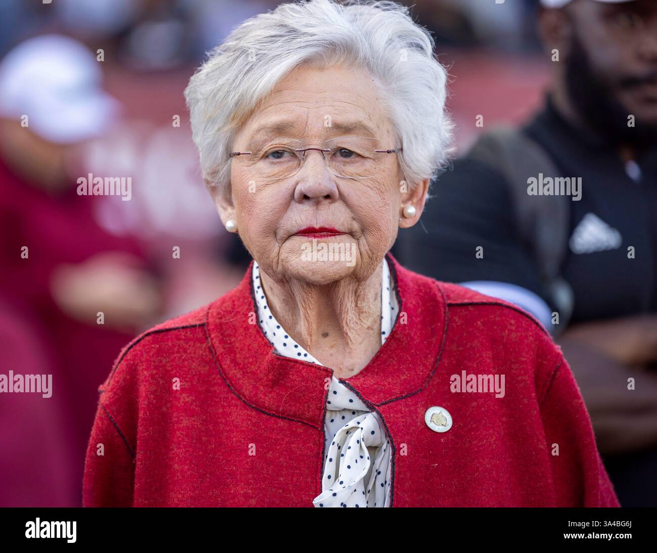 FILE - Alabama Governor Kay Ivey visits the sidelines during an NCAA ...