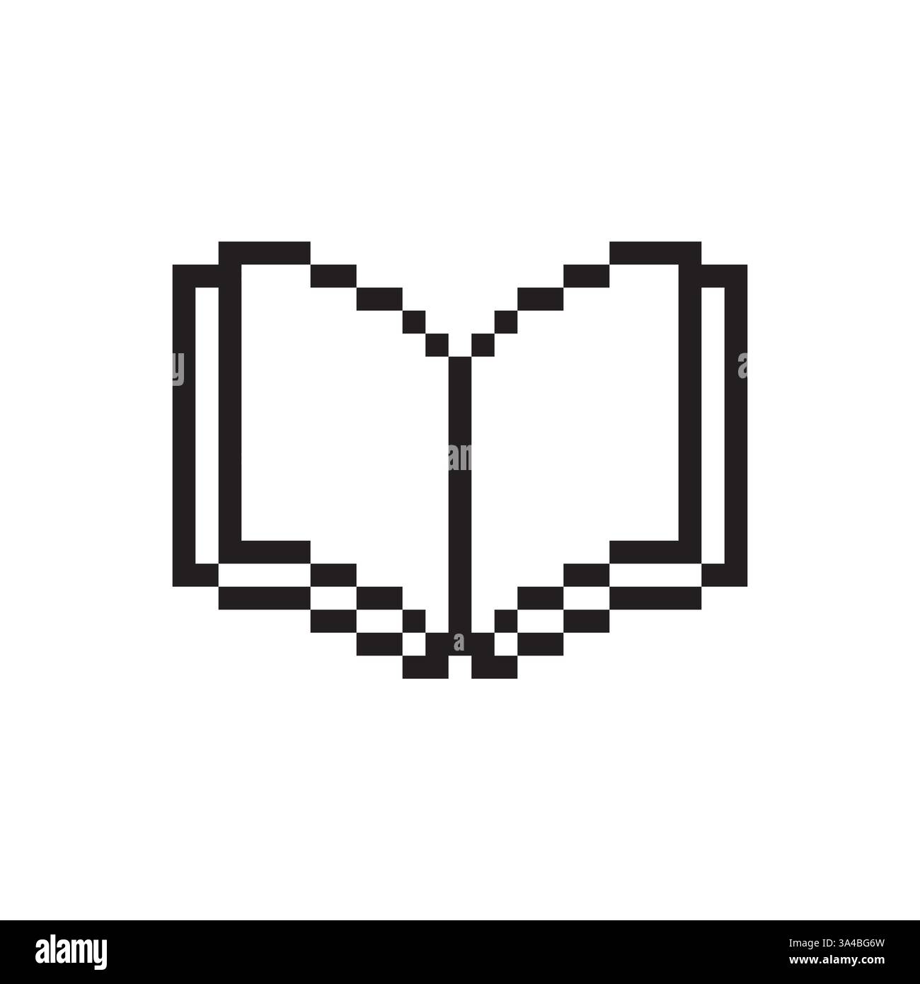 Pixel reading icon. Minimal open shape. Retro black form. Vector ...