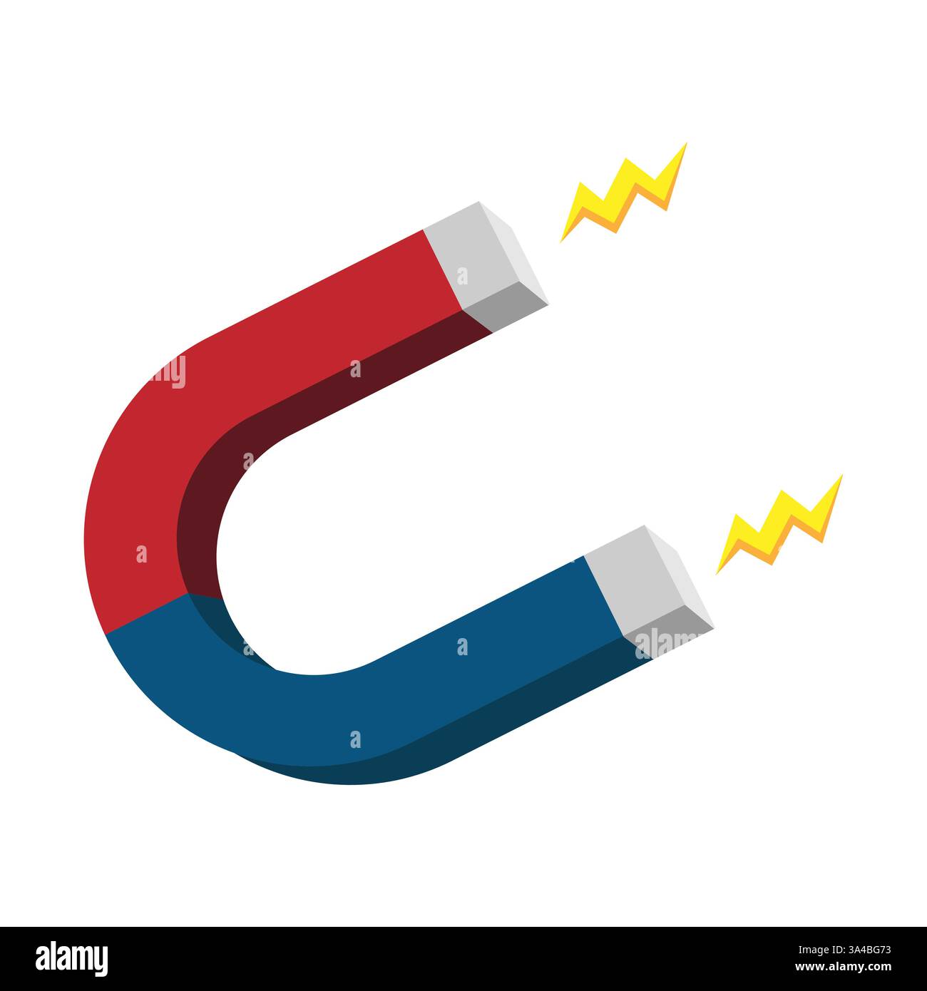 Red blue magnet. Electric lightning spark. Strong attraction icon ...