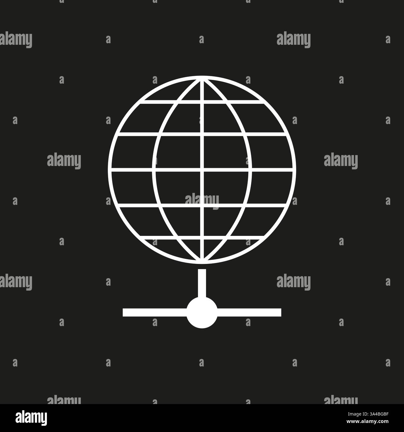 Global network symbol. Minimalist white grid. Black background concept ...