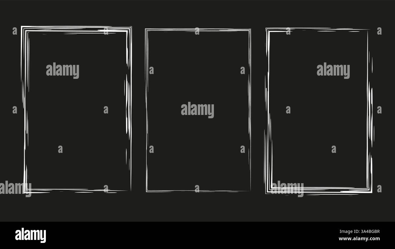 Frame Photo grunge texture Overlay effect set. Three white squares with ...