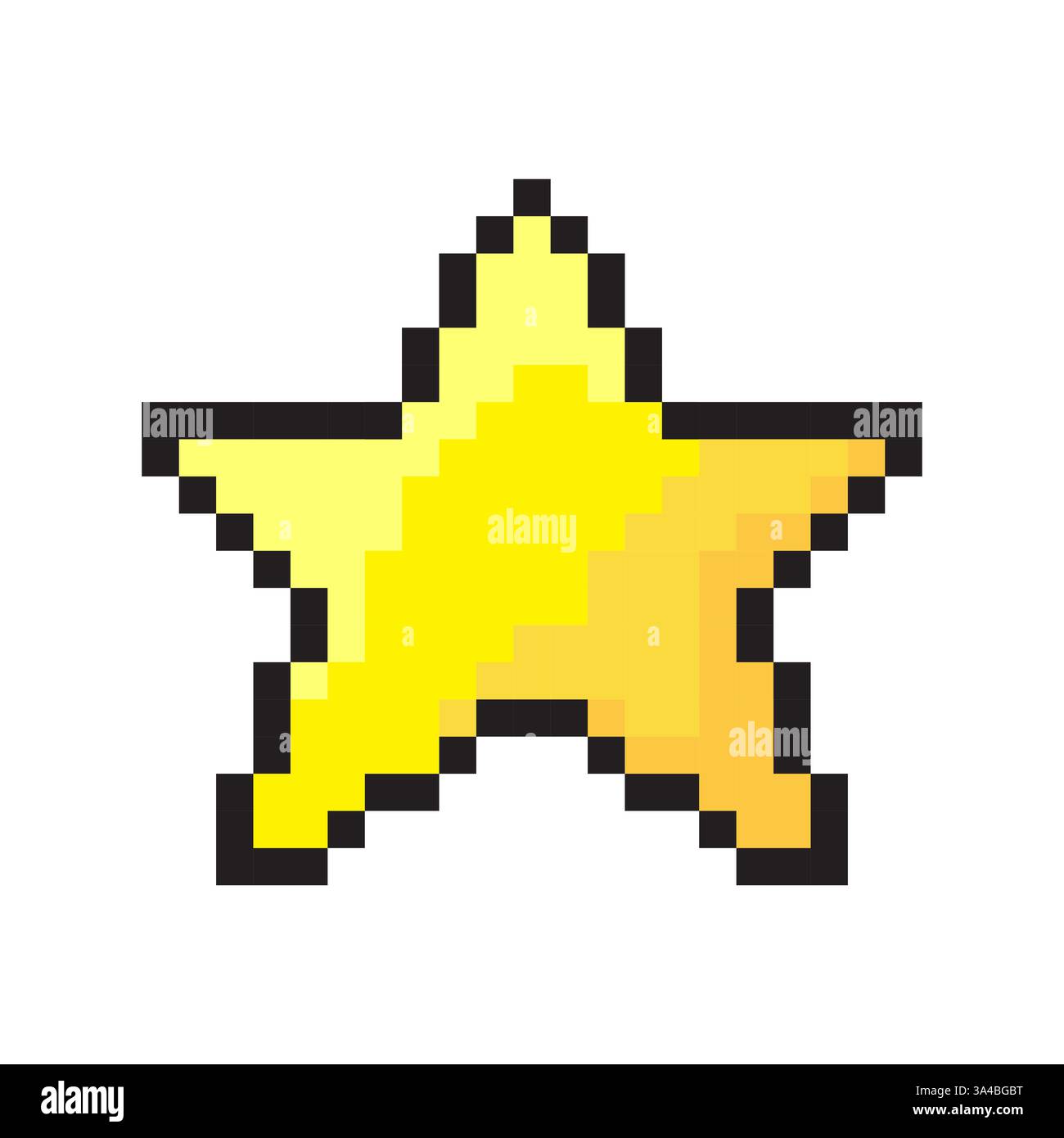 Pixel star shape. Shiny yellow form. Retro bright figure. Vector ...