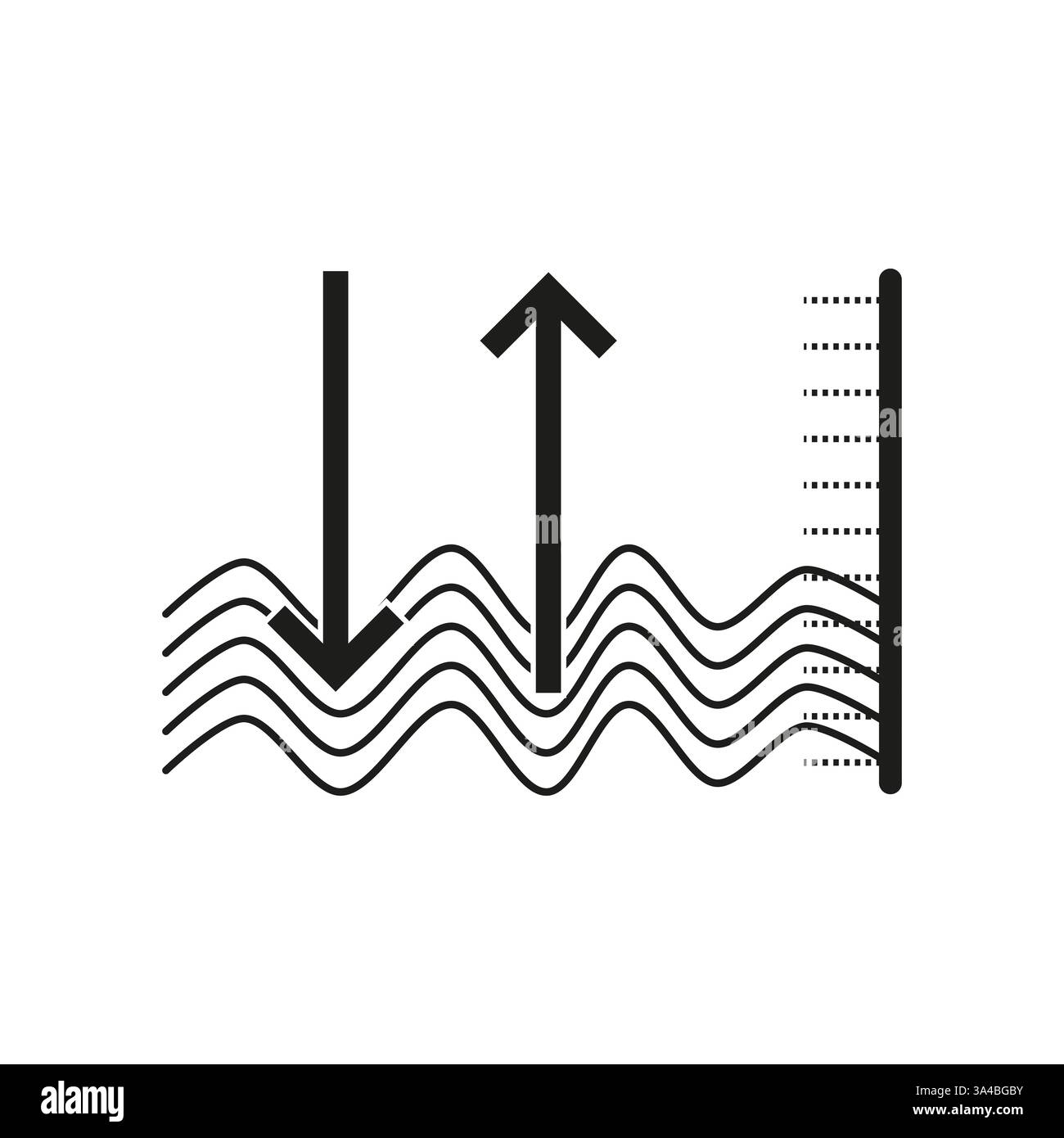 Wave arrows icon. Black wave pattern. Measurement scale vector. Scientific concept illustration ...