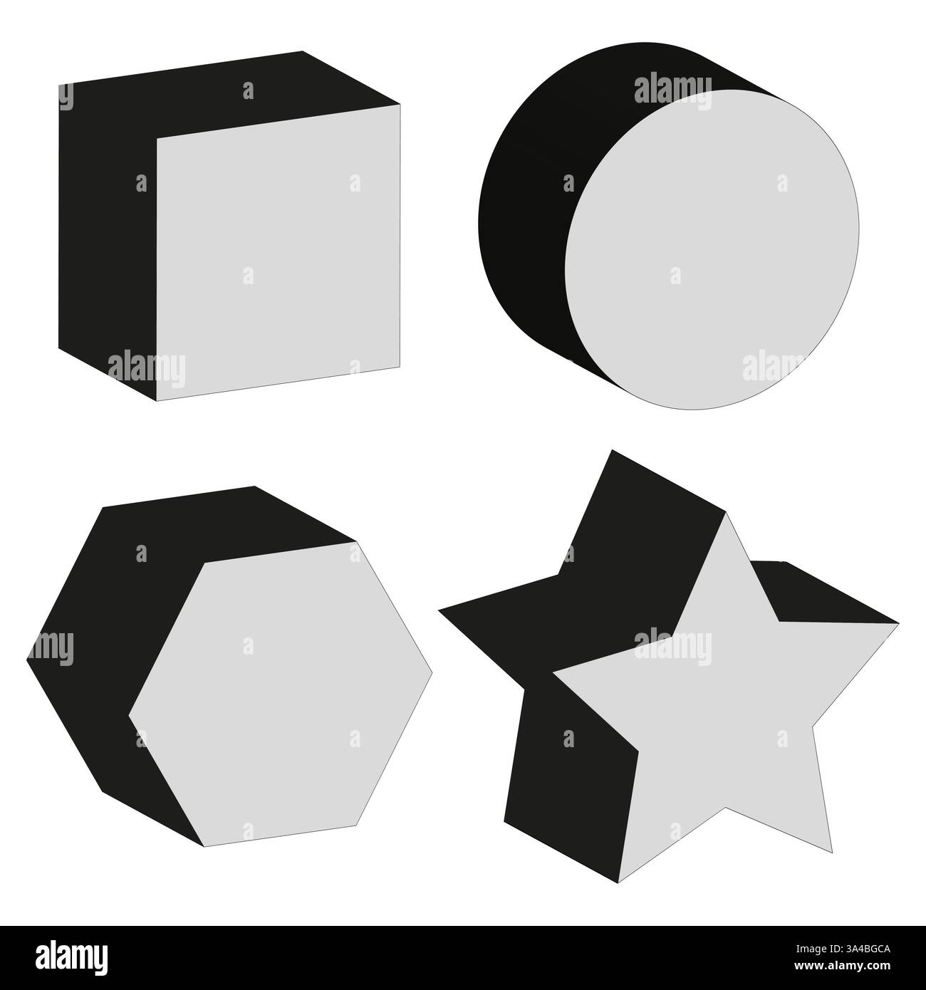 Three Dimensional Shapes Geometric 3d Objects Abstract Cube And Star