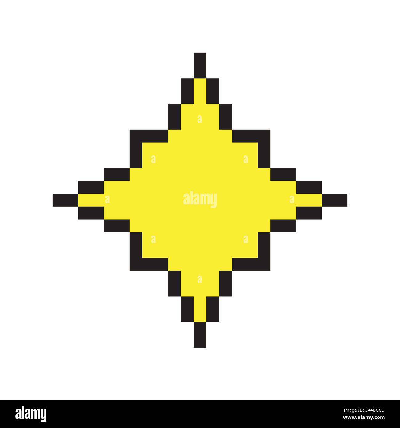 Diamond star pixel. Vector bright spark. Yellow shining form. Simple ...