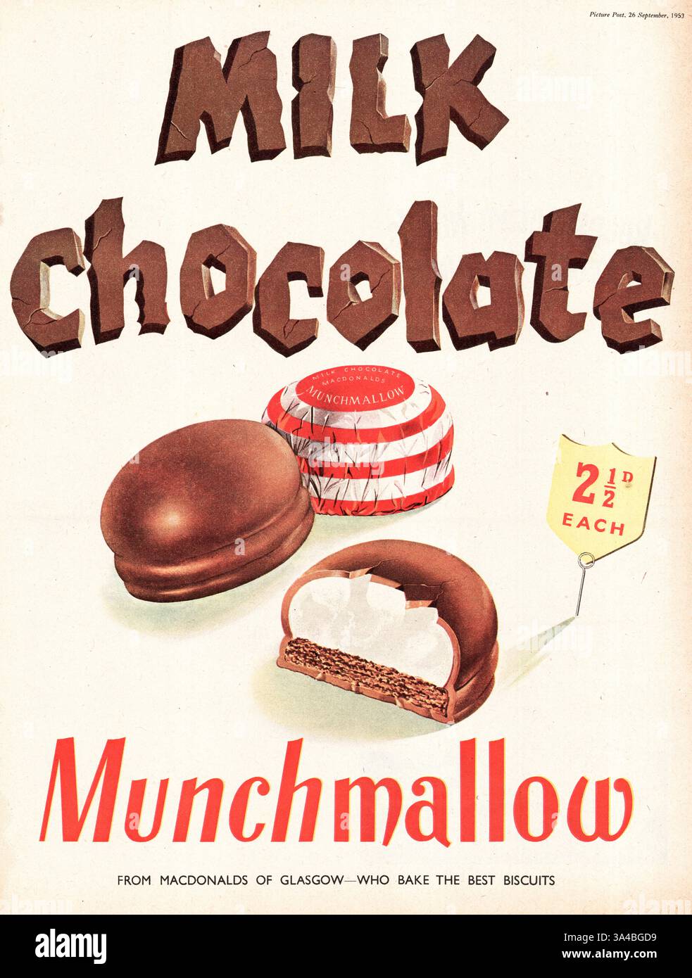 1953 uk advert munchmallow biscuits hi-res stock photography and images ...