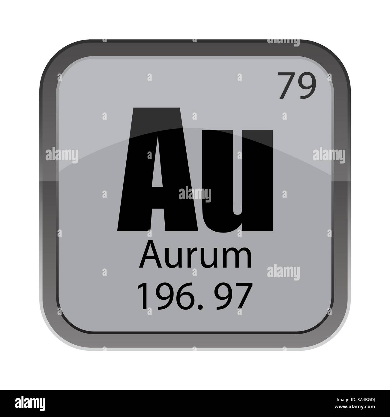 Metal aurum icon. Number 79 symbol. Aurum weight text. Au element code ...
