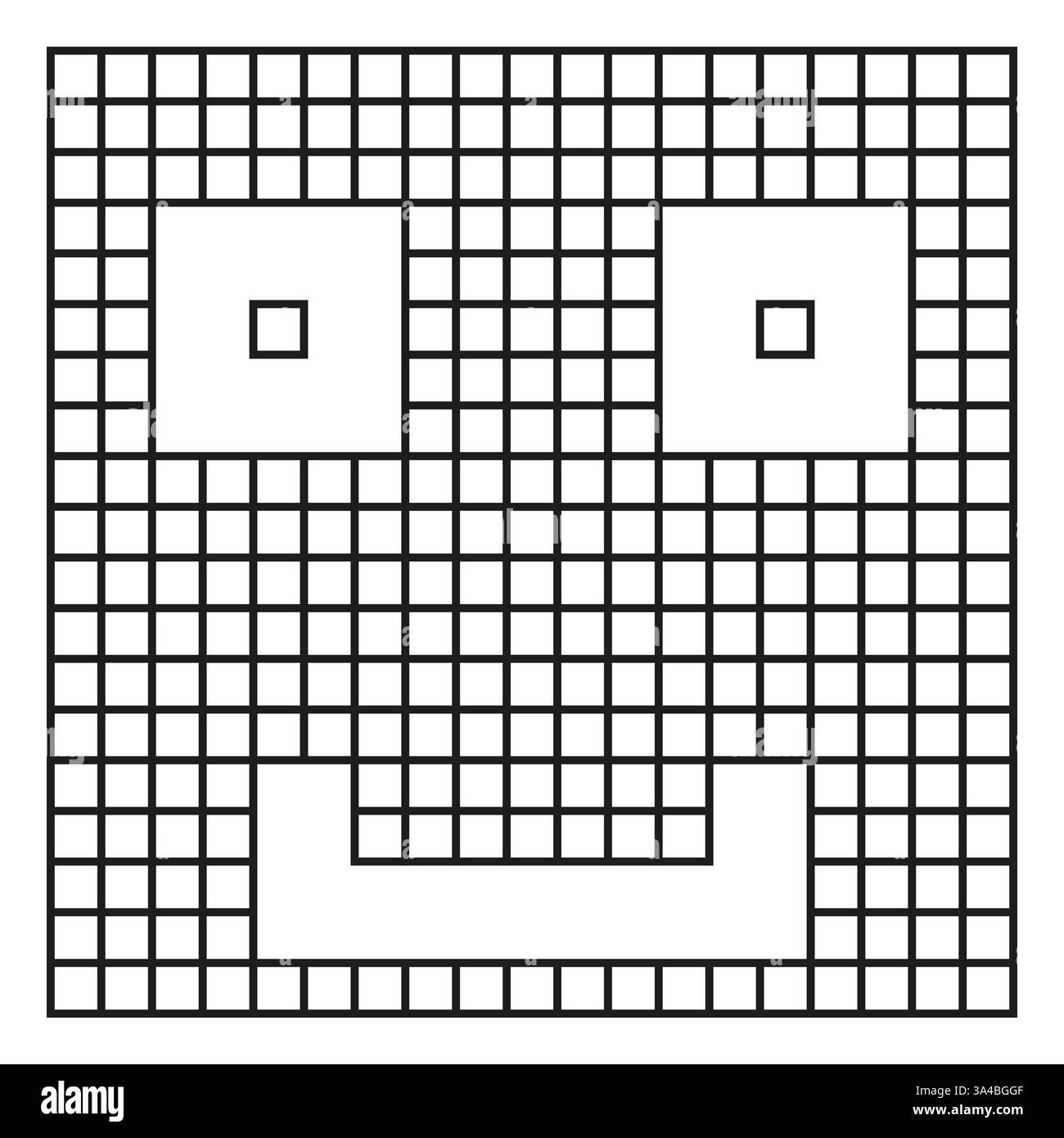 Pixel face icon. Grid based character. Simple digital head. Vector ...