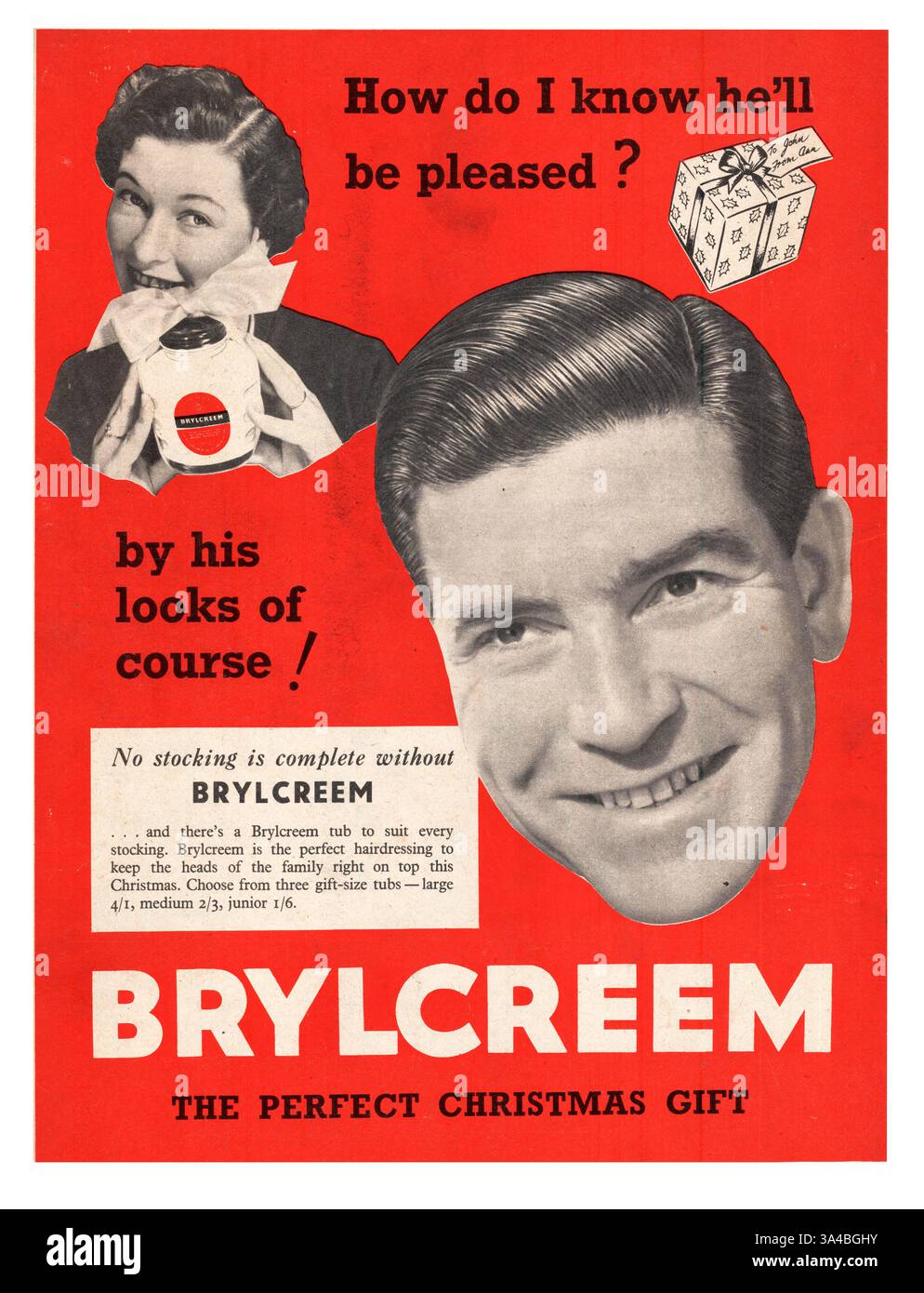 1953 UK magazine advert Brylcreem Stock Photo - Alamy