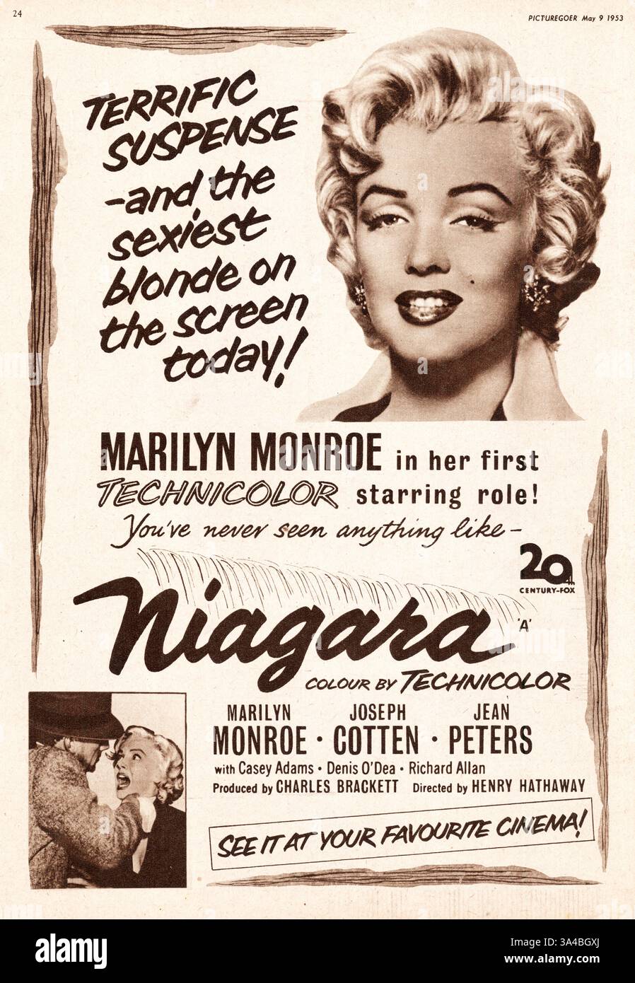 1953 Picturegoer ad Marilyn Monroe in Niagara Stock Photo - Alamy