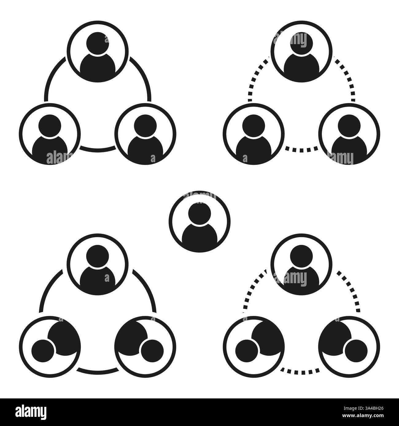 User group icon. Connected profile circle. Social network symbols ...