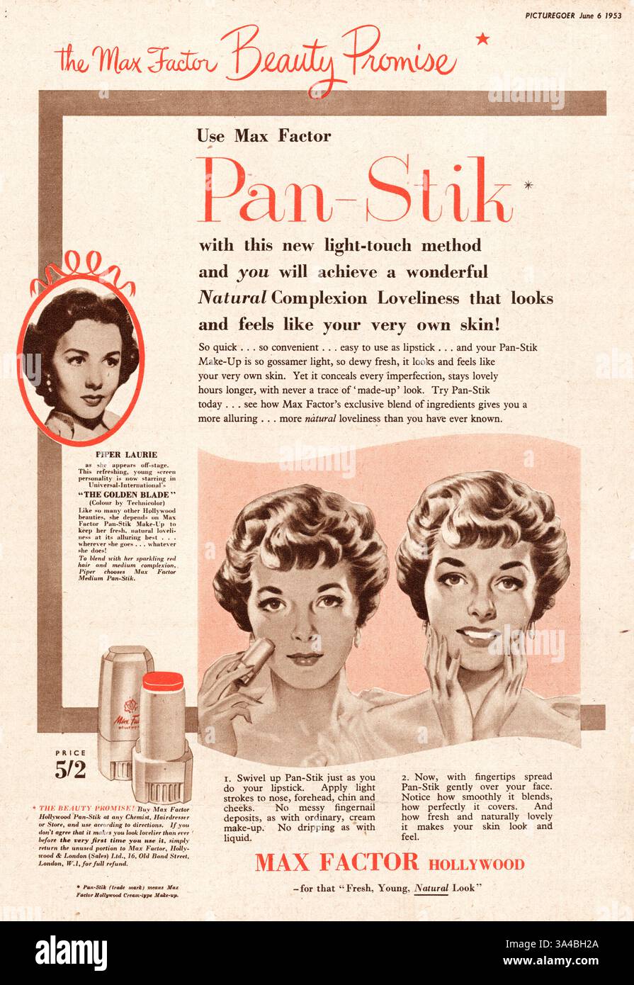 1953 uk magazine advert max factor pan stick hi-res stock photography ...