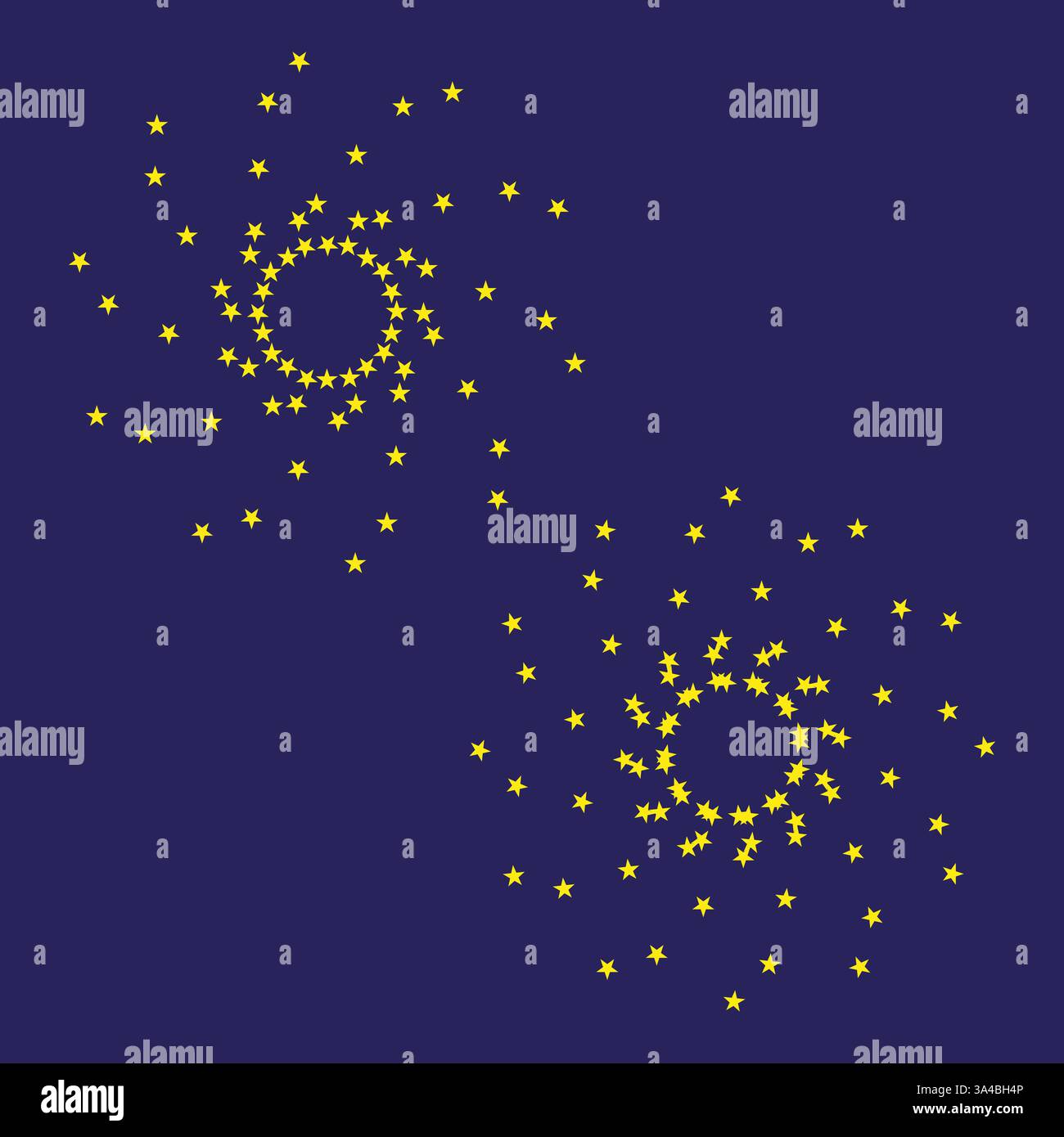 Star spiral icons. Yellow vector symbols. Blue background design ...