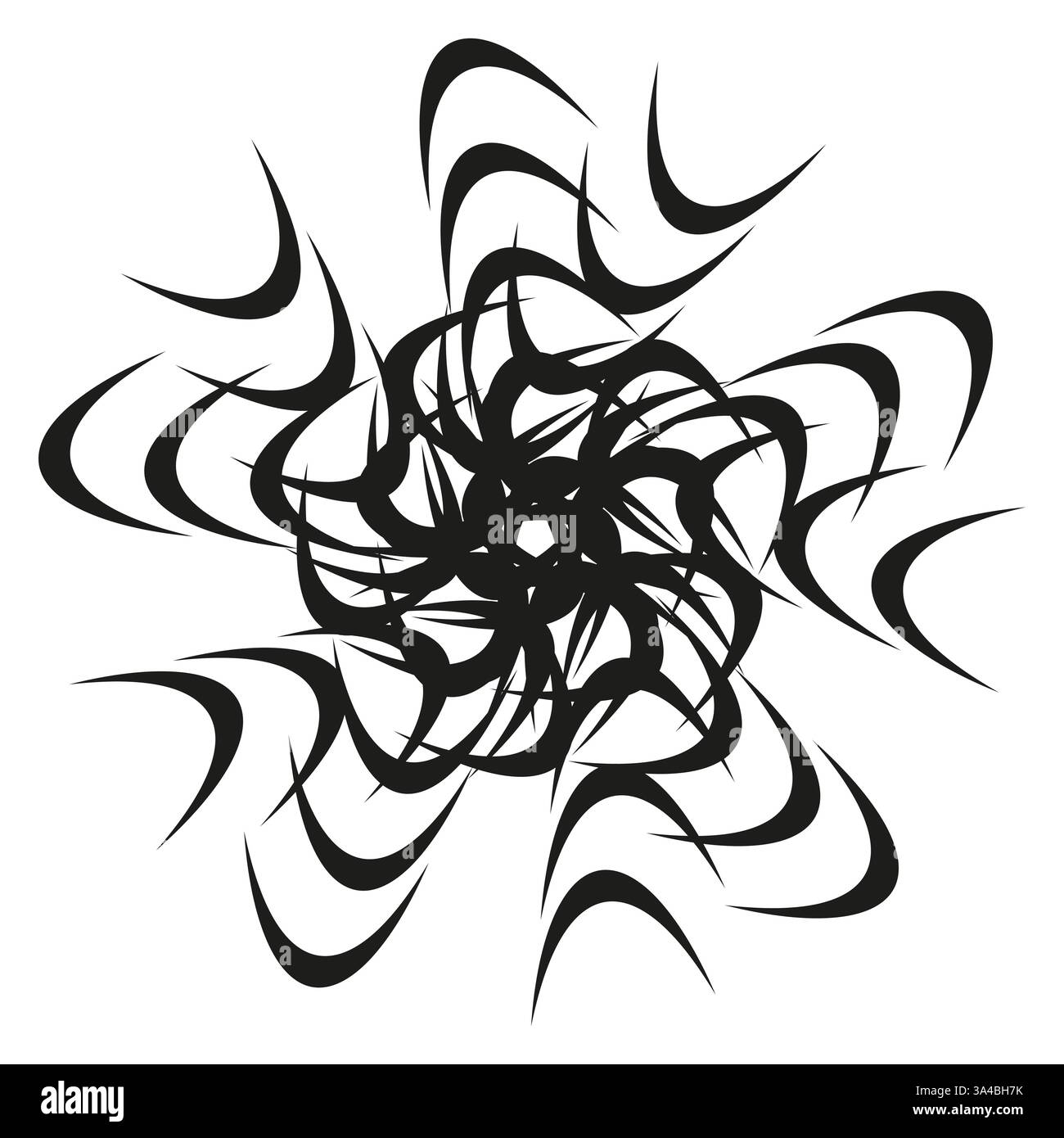 Black spiral icons. Curved vector symbols. Line pattern shapes. White ...