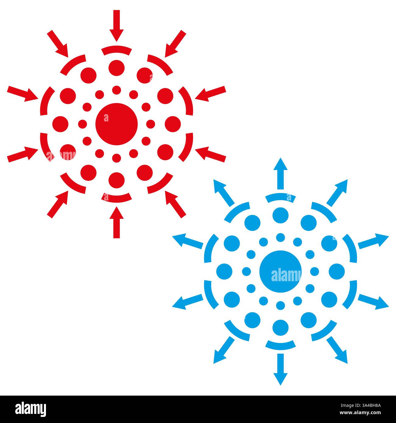 Directional flow diagram. Red and blue concept. Abstract connection vector. Circular dynamic ...
