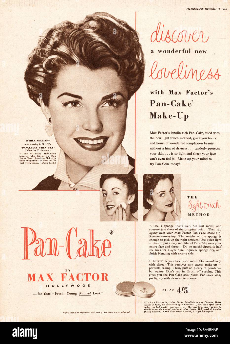 1953 uk magazine advert max factor pan cake hi-res stock photography and images - Alamy
