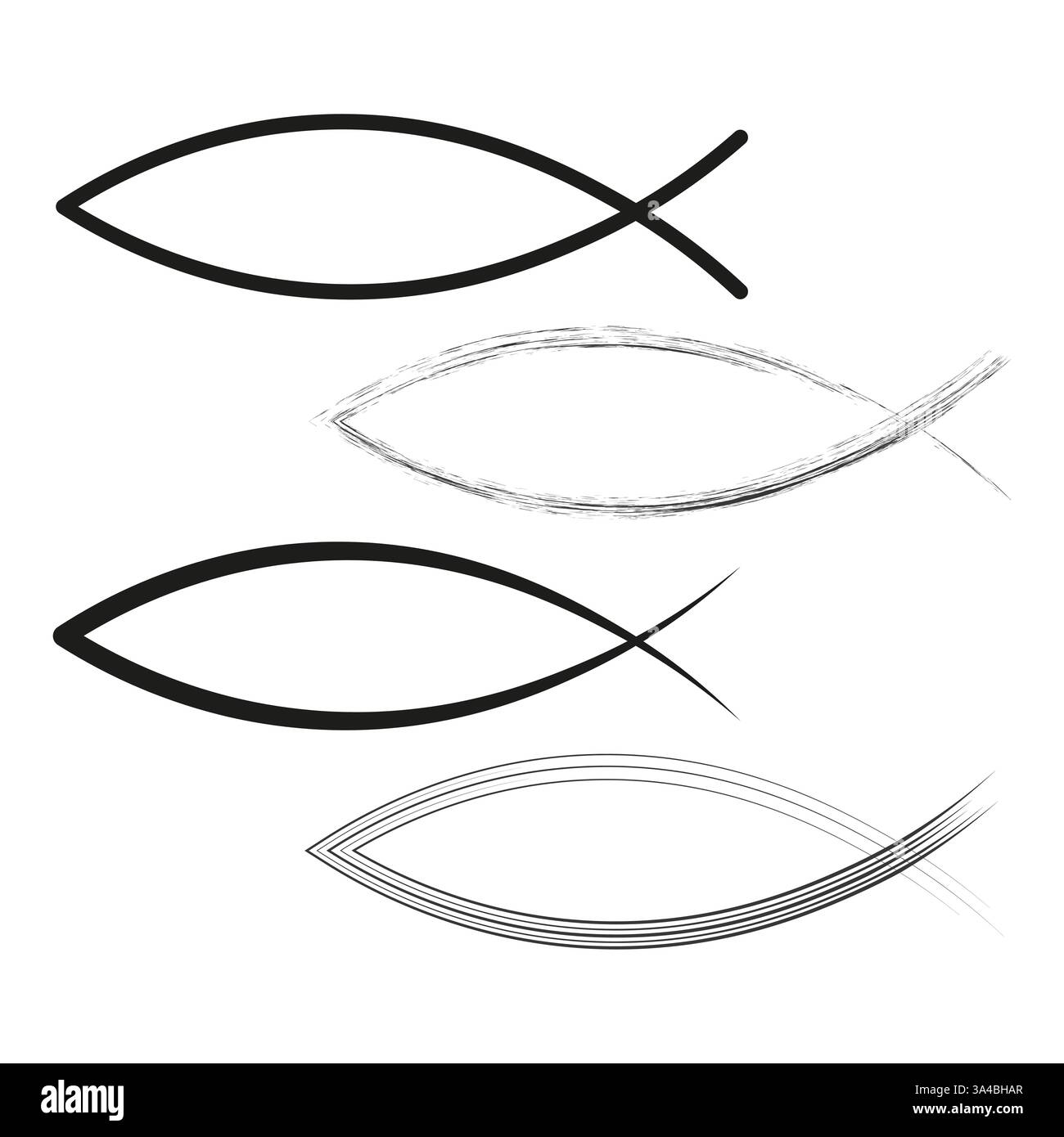Fish outline icon. Abstract Christian fish. Artistic sketch ...